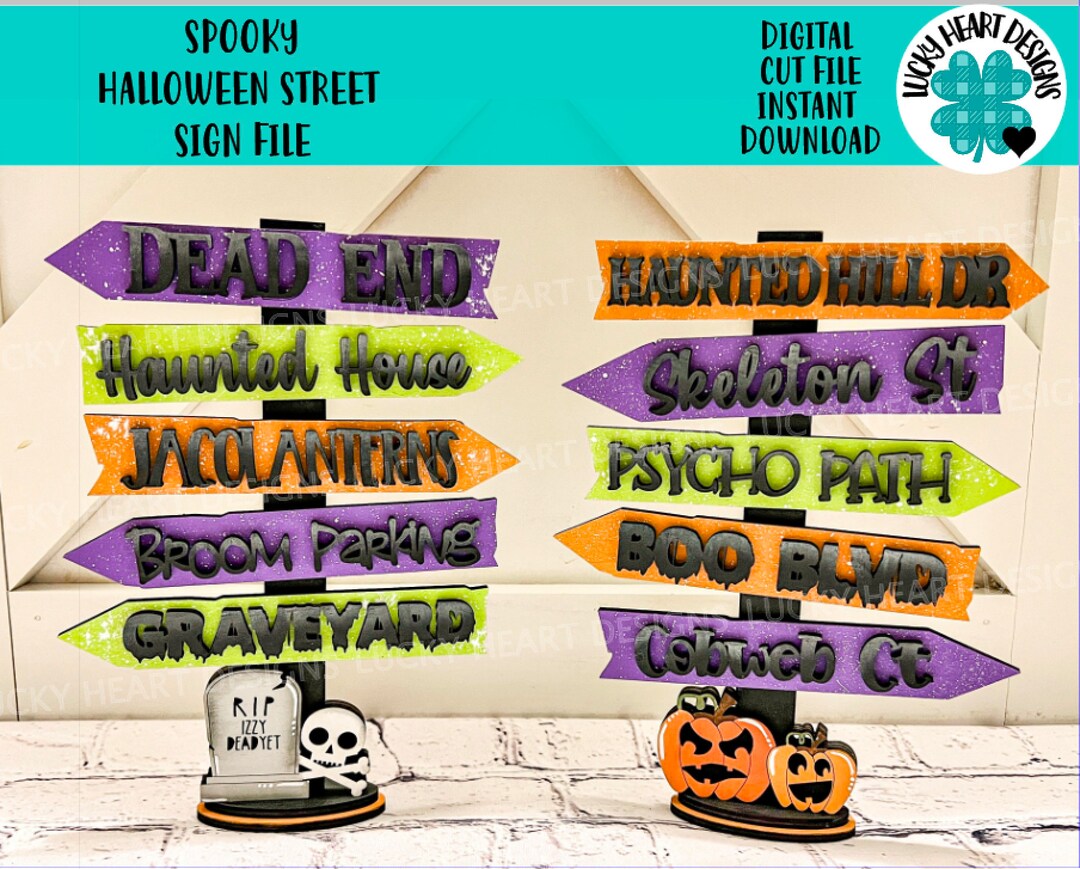 Spooky Halloween Street Sign File, Glowforge, Luckyheartdesignsco - Etsy
