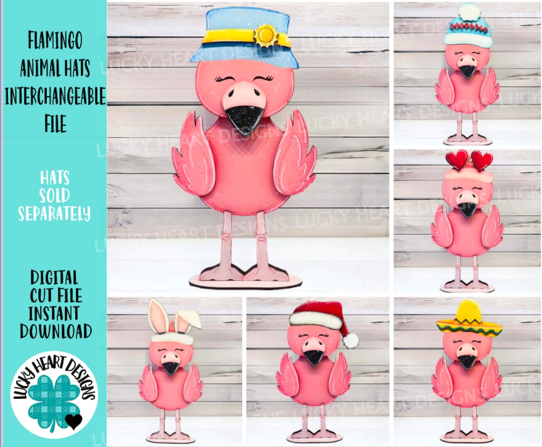 Flamingo Animal Hats Interchangeable MINI File SVG, Seasonal Leaning ...