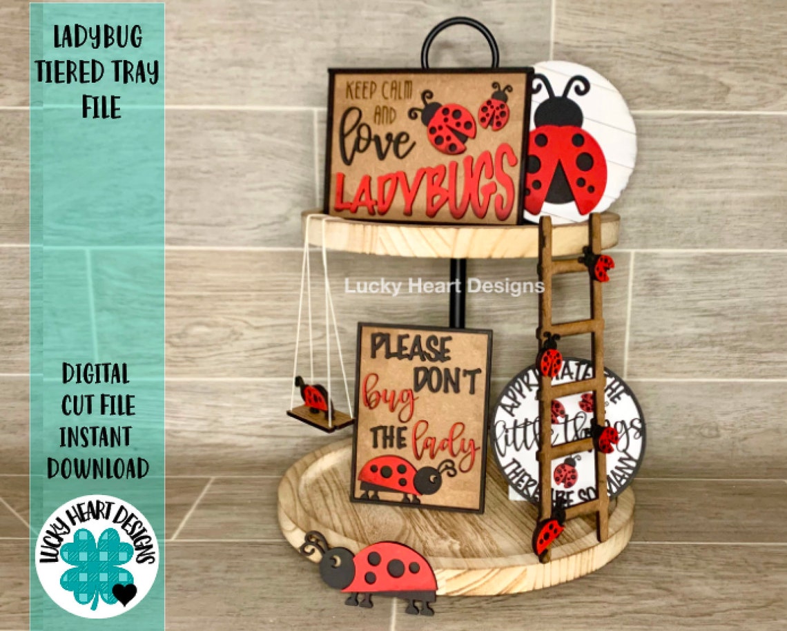 Ladybug Tiered Tray File SVG Glowforge Tier Tray Summer - Etsy