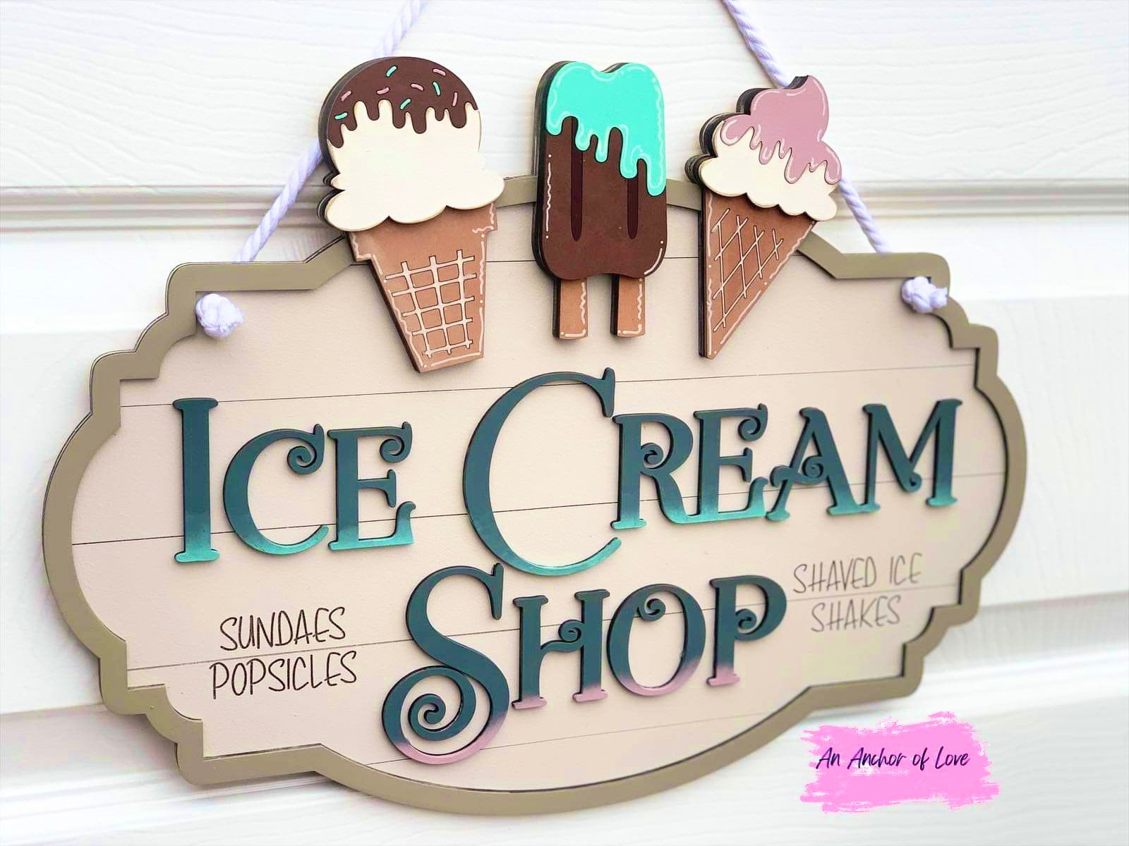 Ice Cream Shop Door Hanger Sign File SVG Glowforge Summer - Etsy Canada