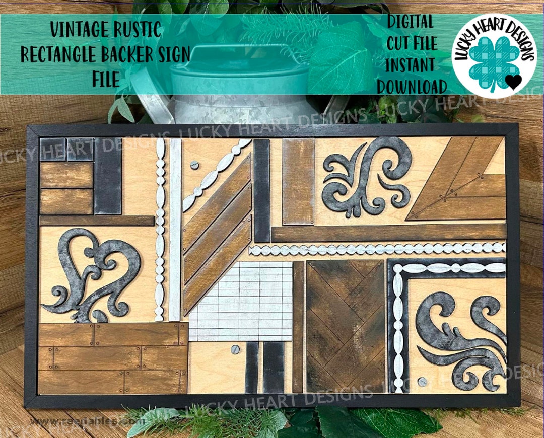 Vintage Rustic Rectangle Backer Sign File SVG, Glowforge Farmhouse ...