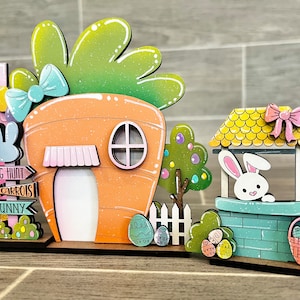 Easter Bunny Standing Houses File SVG, Glowforge, Luckyheartdesignsco ...