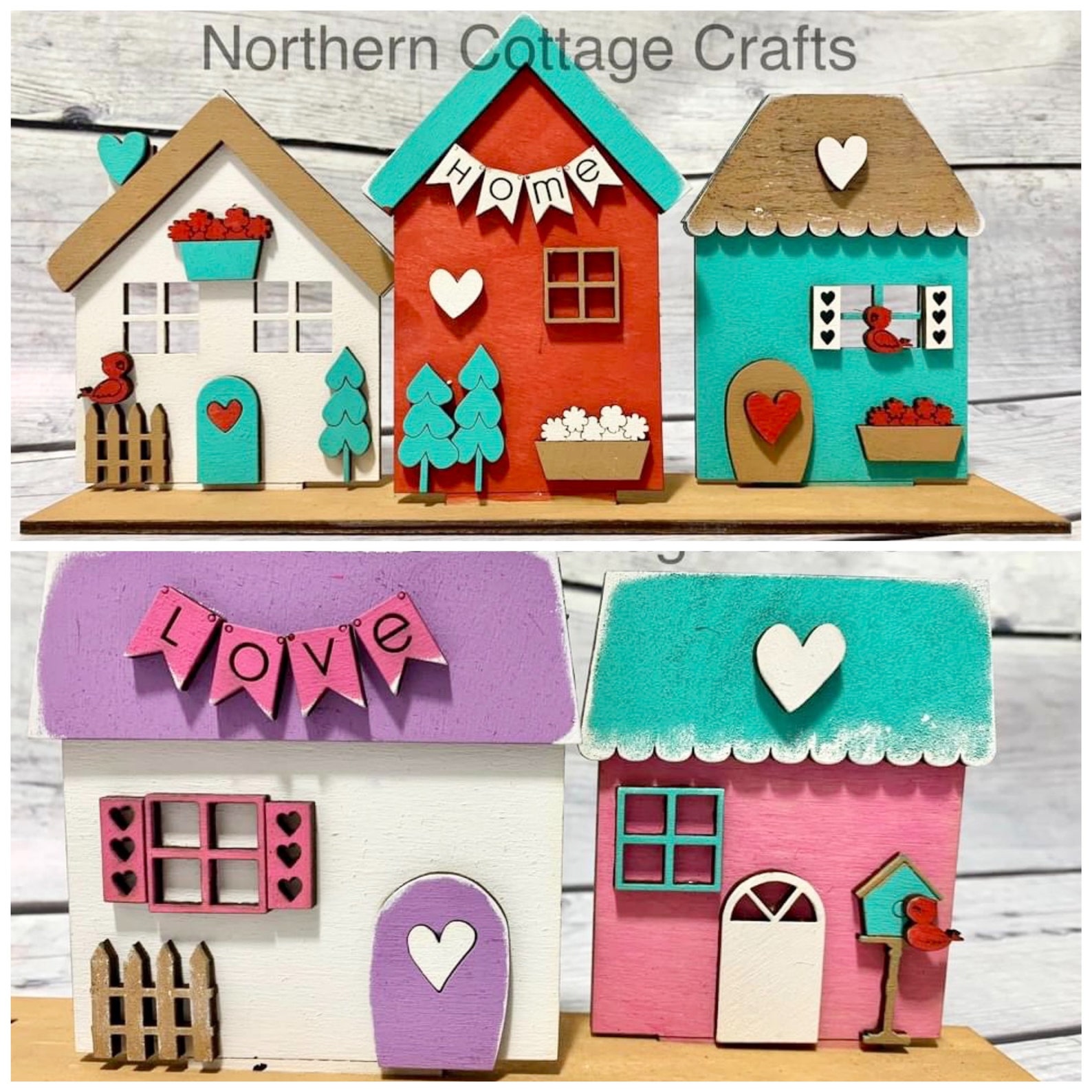 Valentine's Day Standing Houses File SVG Tiered Tray - Etsy