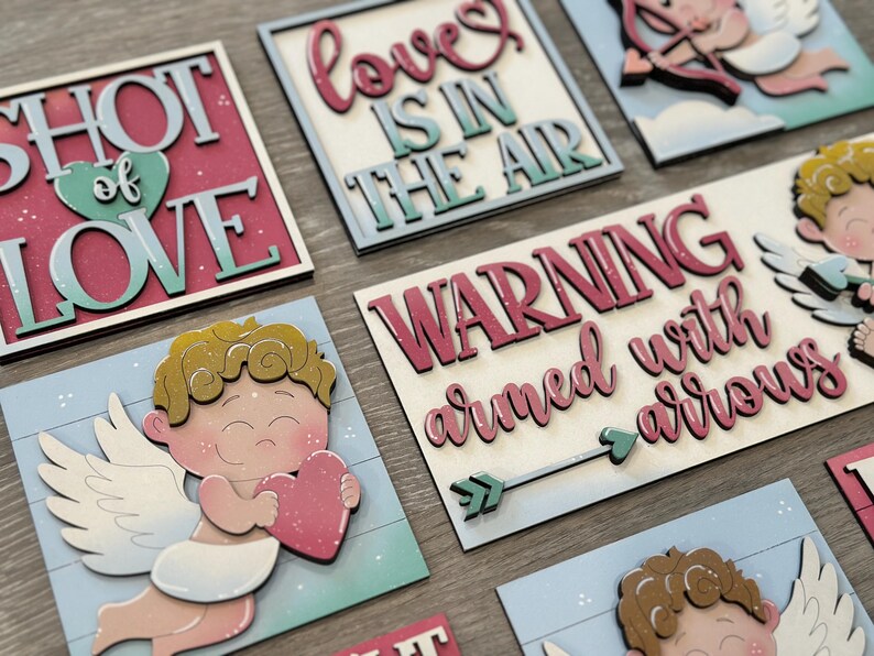 Cupid Valentine's Day Interchangeable Leaning Sign File SVG, Glowforge ...
