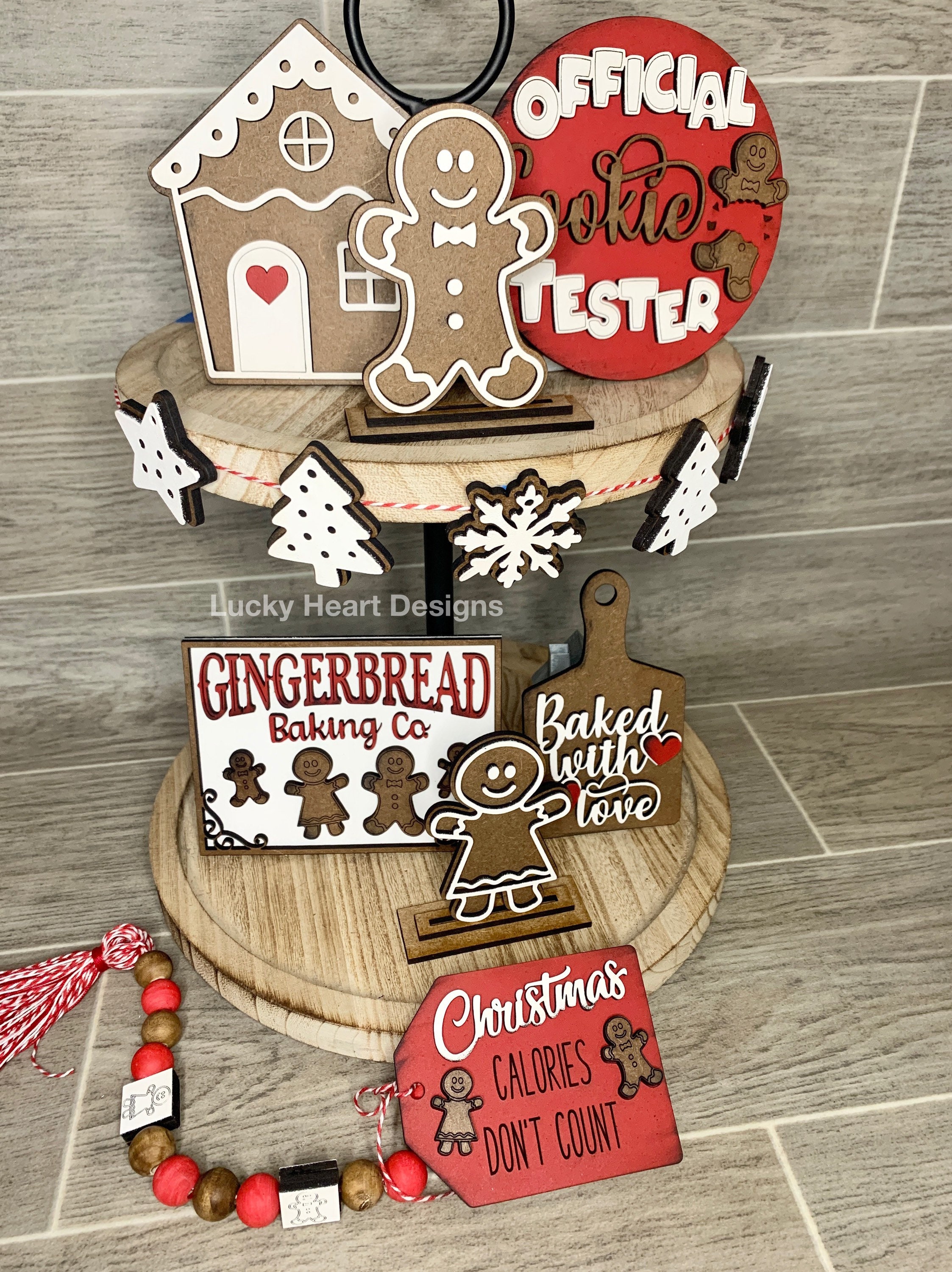 Gingerbread Tiered Tray File SVG, Glowforge Christmas Tier Tray ...