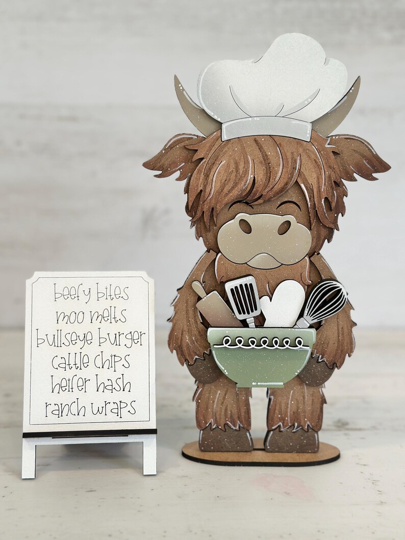 Highland Kitchen Chef Standing File SVG, Snowflake, Farm, Cow,baking ...