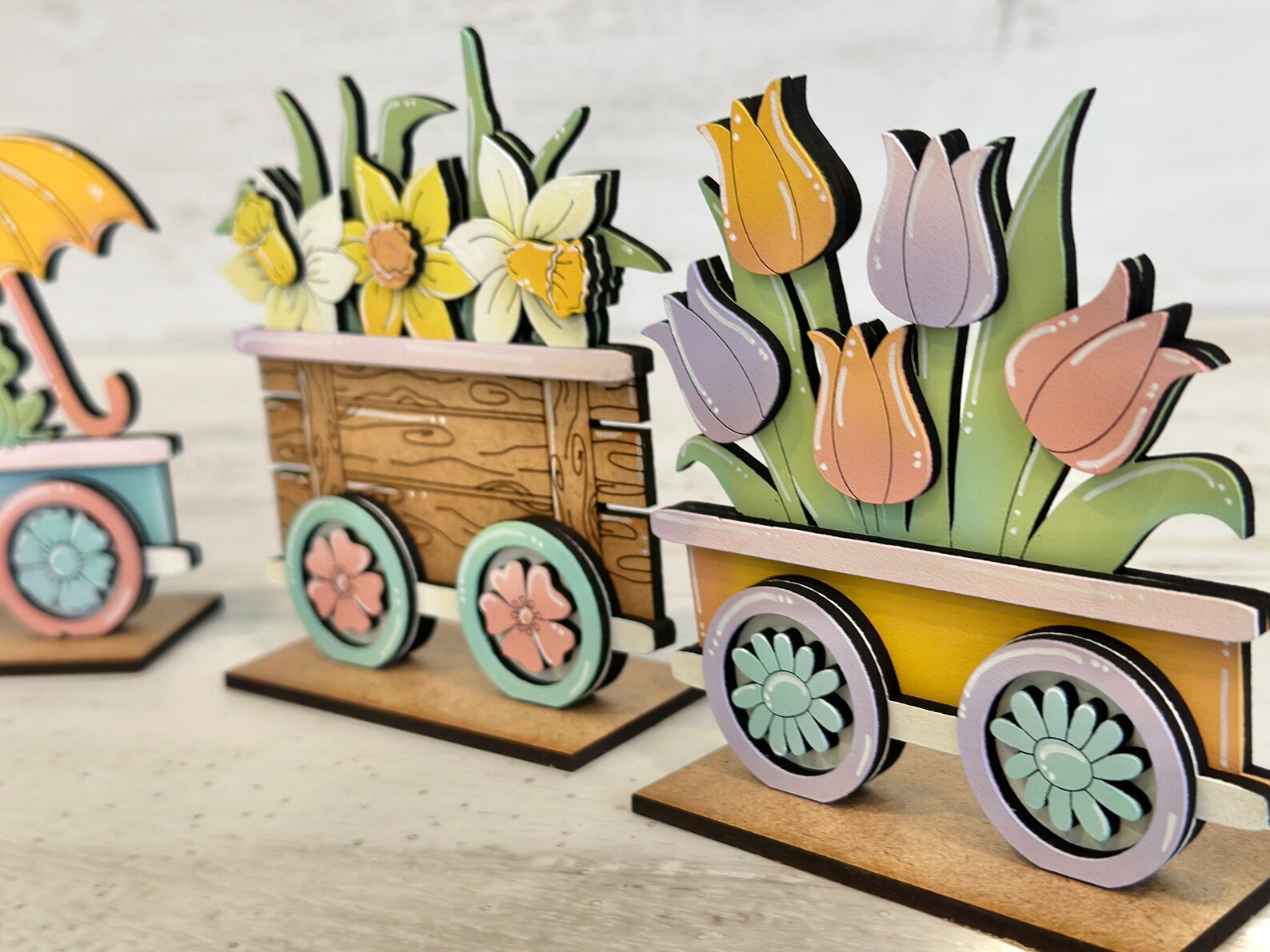 Spring Standing Train File SVG, Daisy, Flower, Umbrella, Daffodil ...