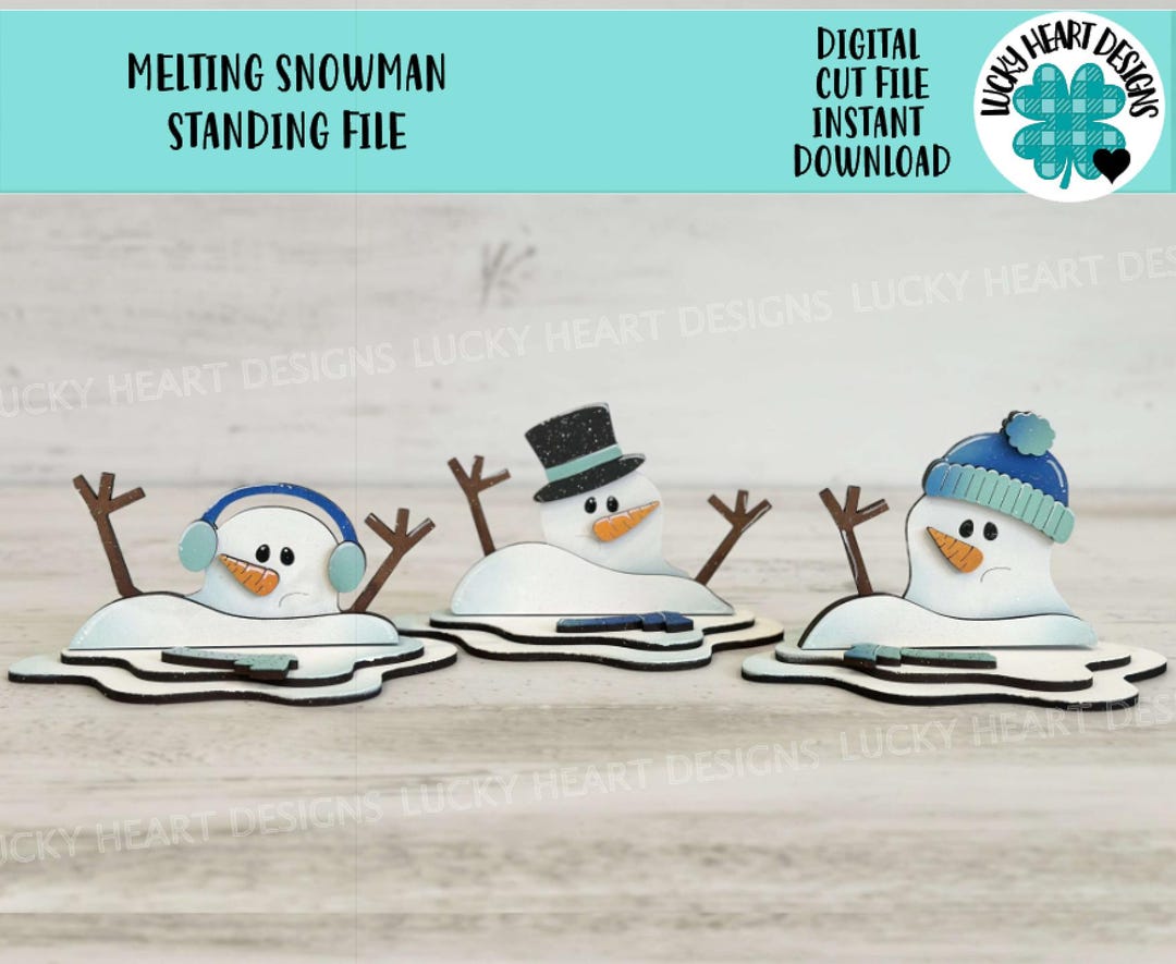 Melting Snowman Standing File SVG, Glowforge, Winter, Melted, Snowmen ...