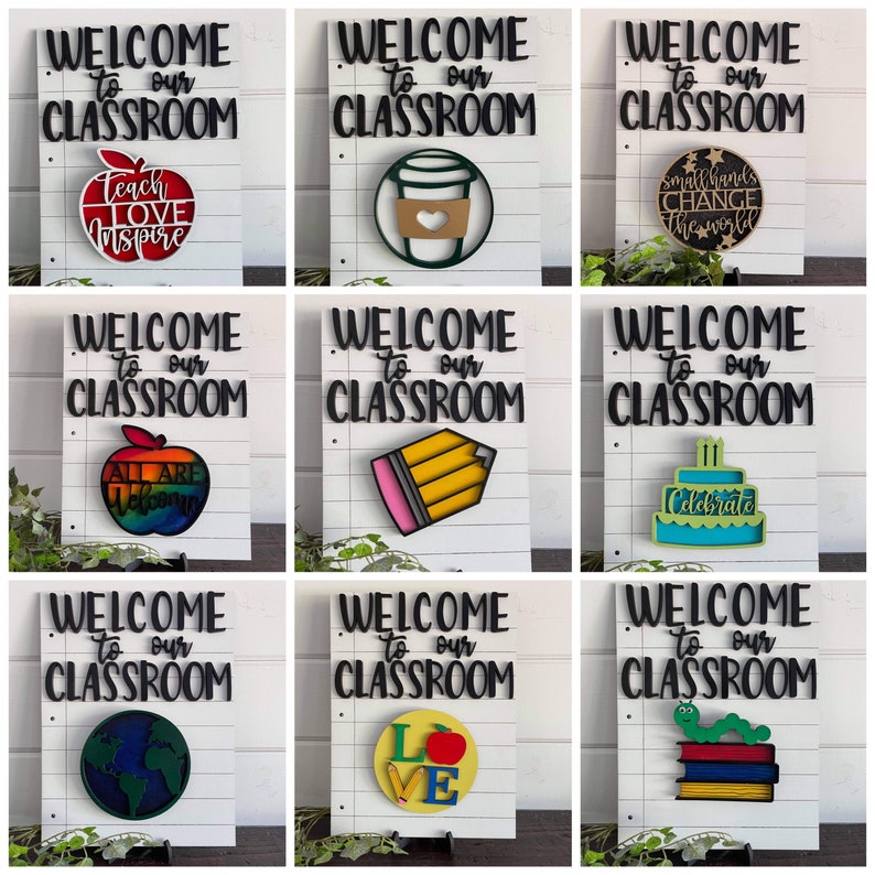 Interchangeable School Sign SVG FILE Glowforge Door Hanger - Etsy