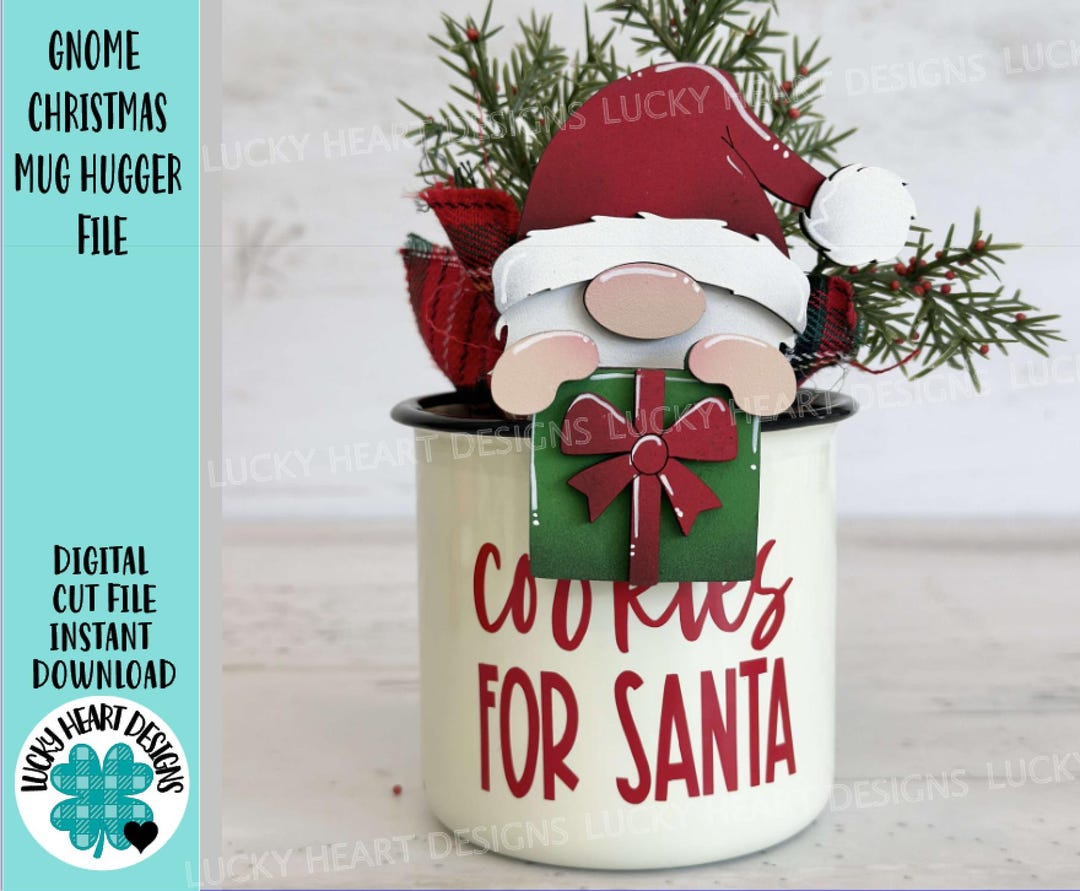 Gnome Christmas Mug Hugger File SVG, Glowforge Tiered Tray, Tray Decor ...