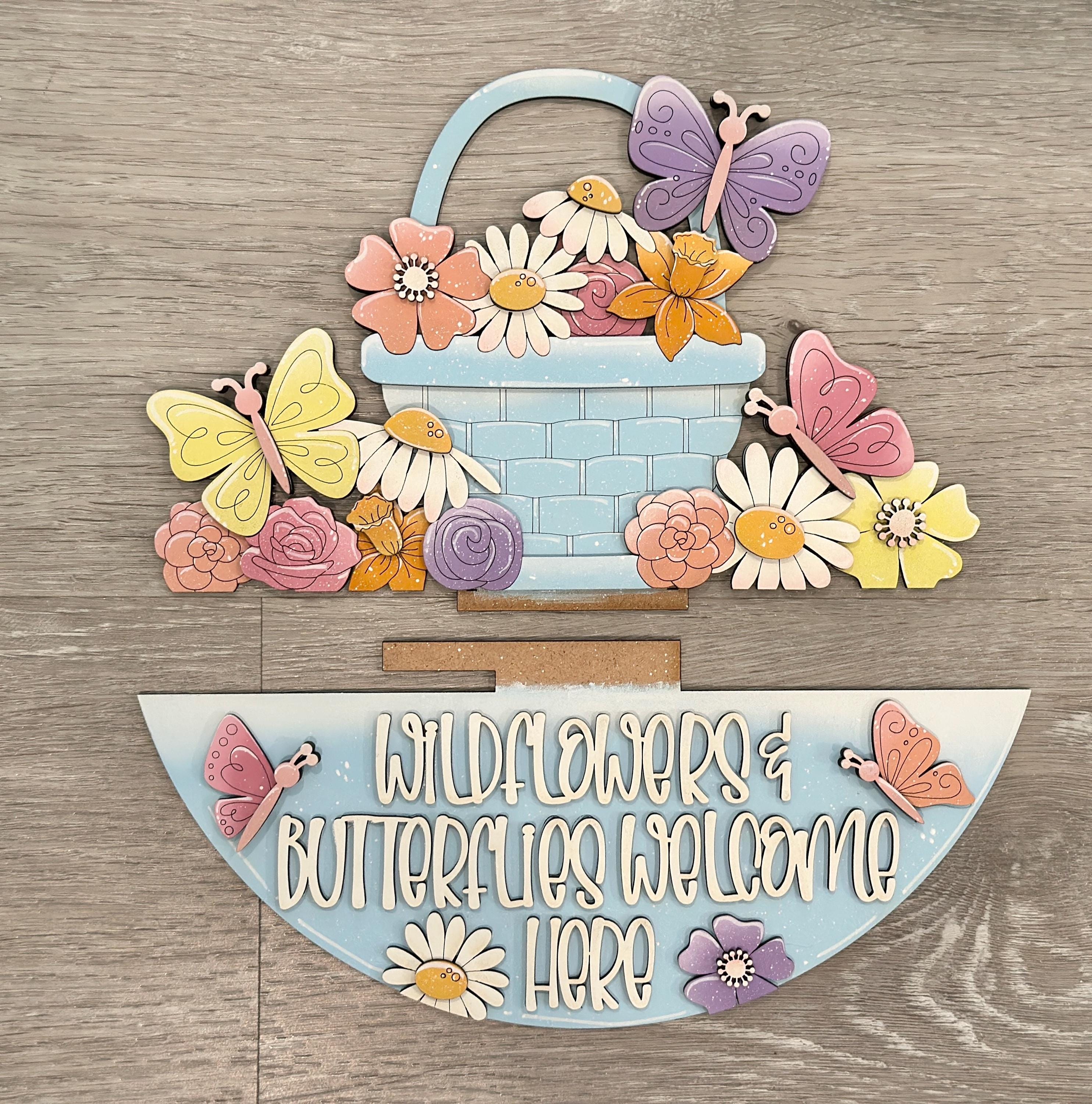 Flower Butterfly Holiday Door Sign Interchangeable File, SVG, Spring ...