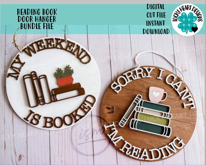 Reading Book Door Hanger Bundle File SVG Library Glowforge - Etsy