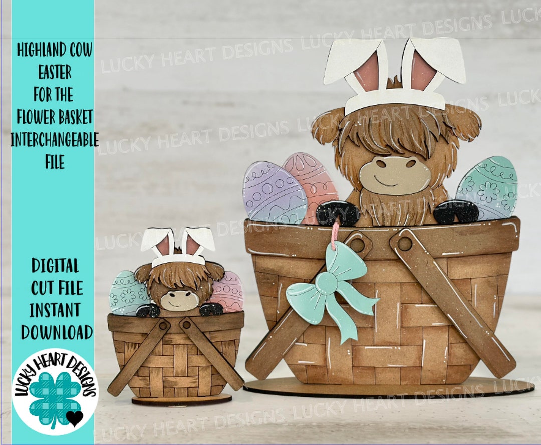Highland Cow Easter for the Flower Basket Interchangeable File SVG ...