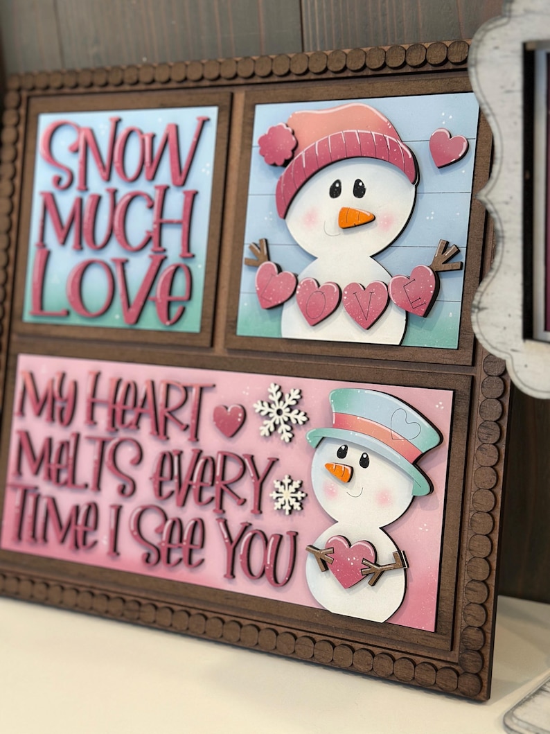 Snowman Valentines Day Interchangeable Leaning Sign File SVG, Love ...