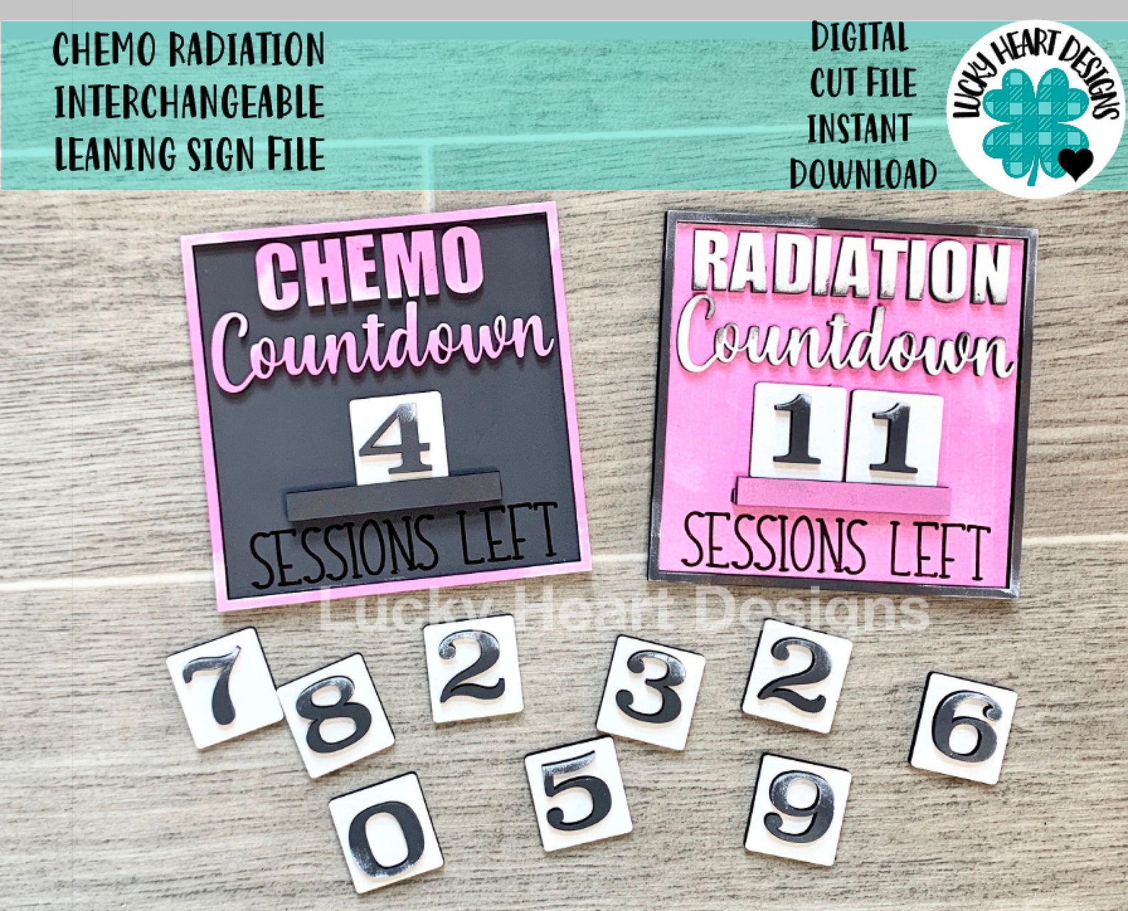 Chemo Radiation Countdown Interchangeable Leaning Sign File SVG, Cancer ...