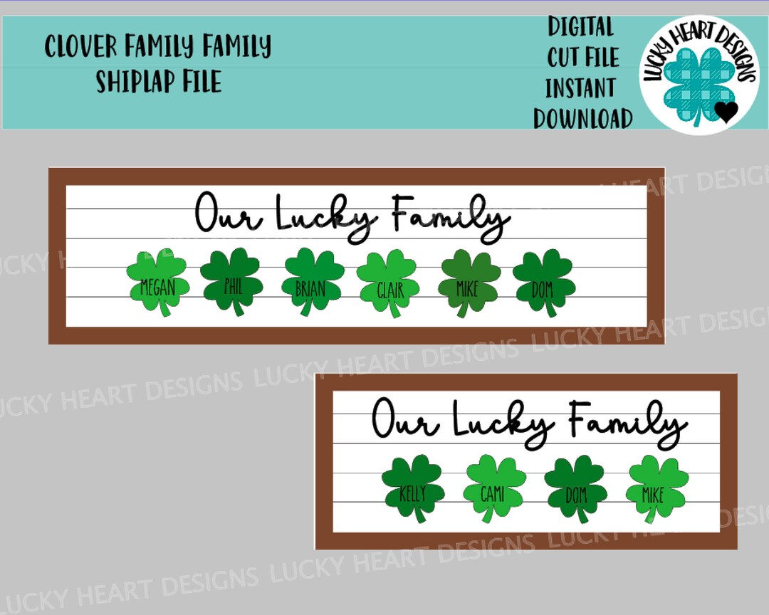 Clover Family Sign File SVG, Glowforge St. Patrick's Day ...