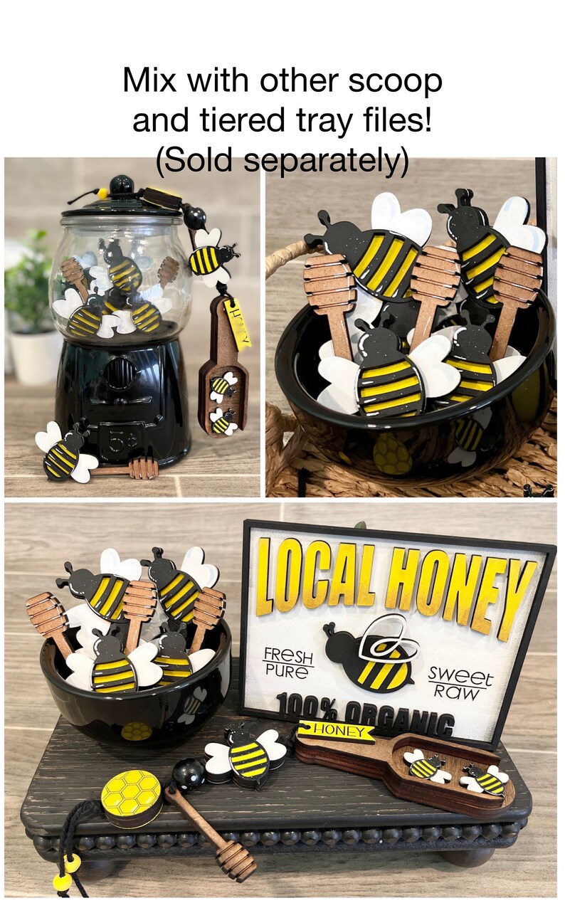 Bee Bundle Gumball Scoop Sign File SVG Glowforge Tiered - Etsy