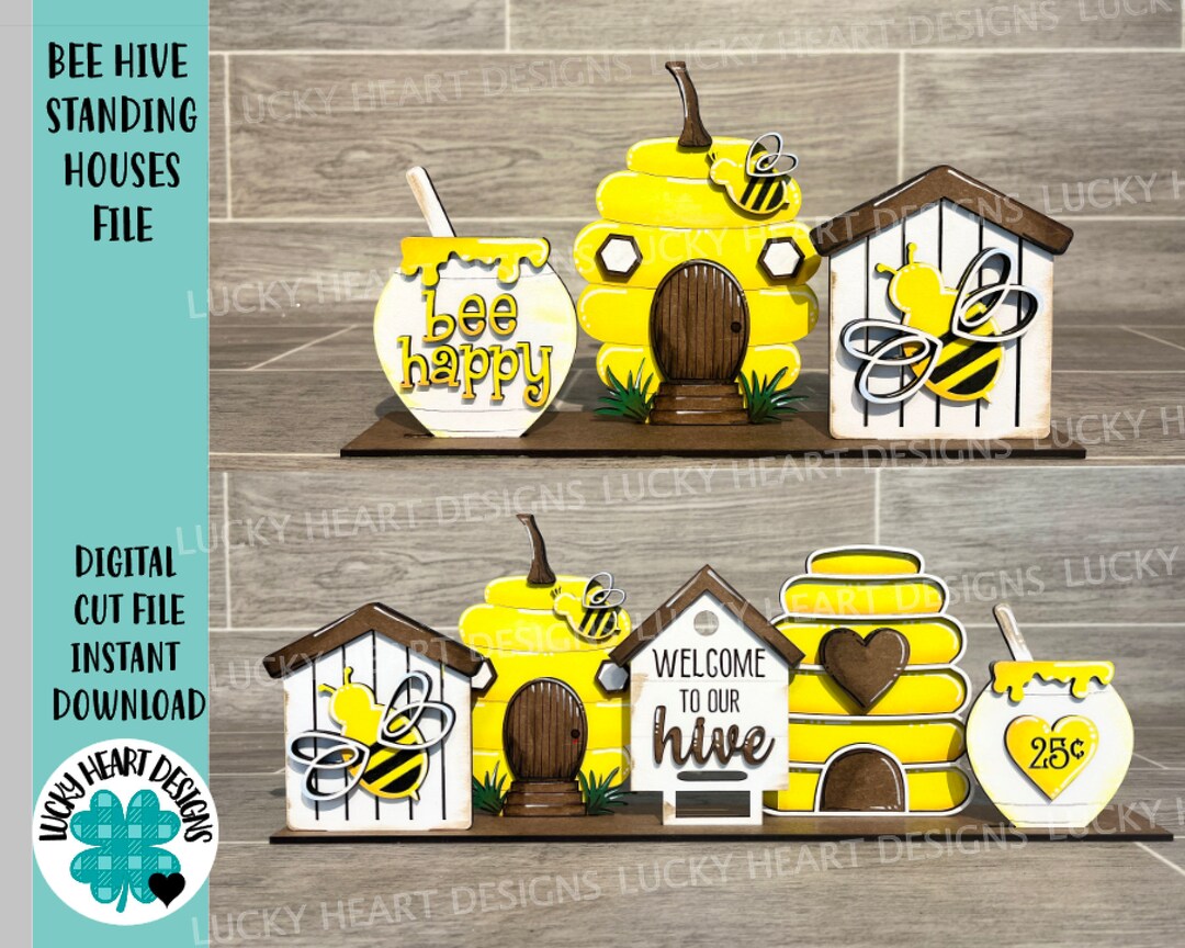Bee Hive Standing Houses File SVG, Tiered Tray Glowforge ...