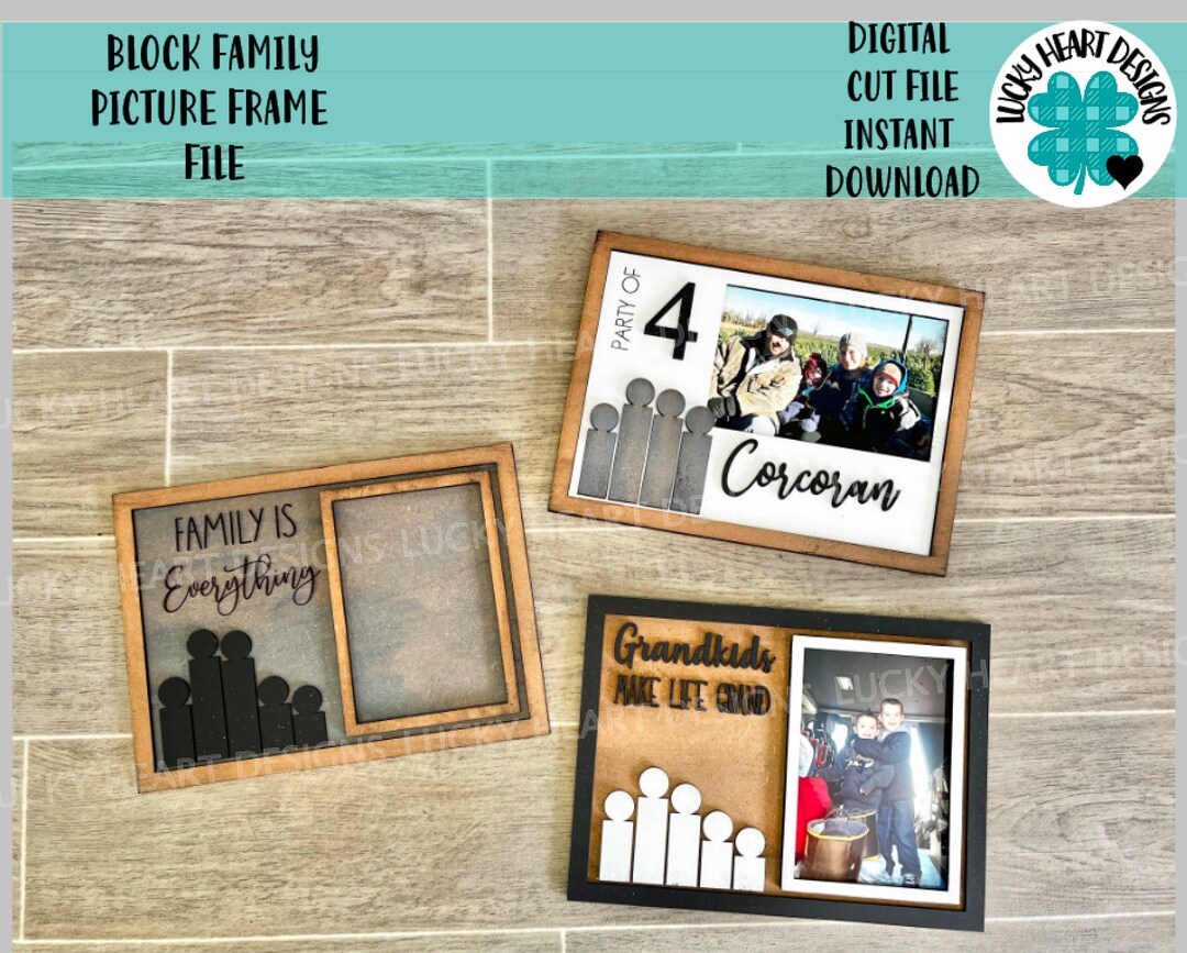 Block Family Picture Frame File SVG, Glowforge, Luckyheartdesignsco - Etsy