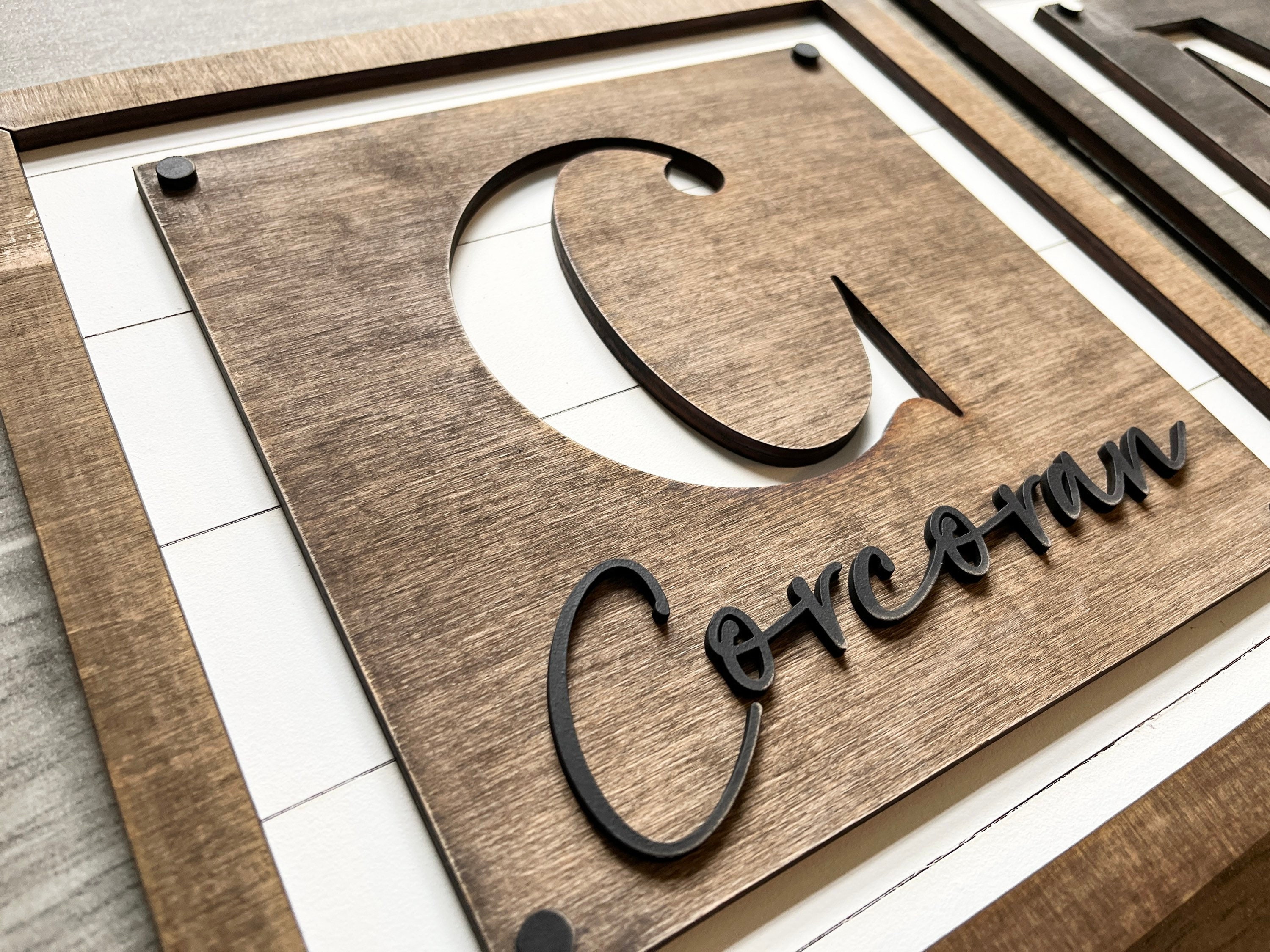 Square Shiplap Initial Sign File SVG Glowforge Name - Etsy