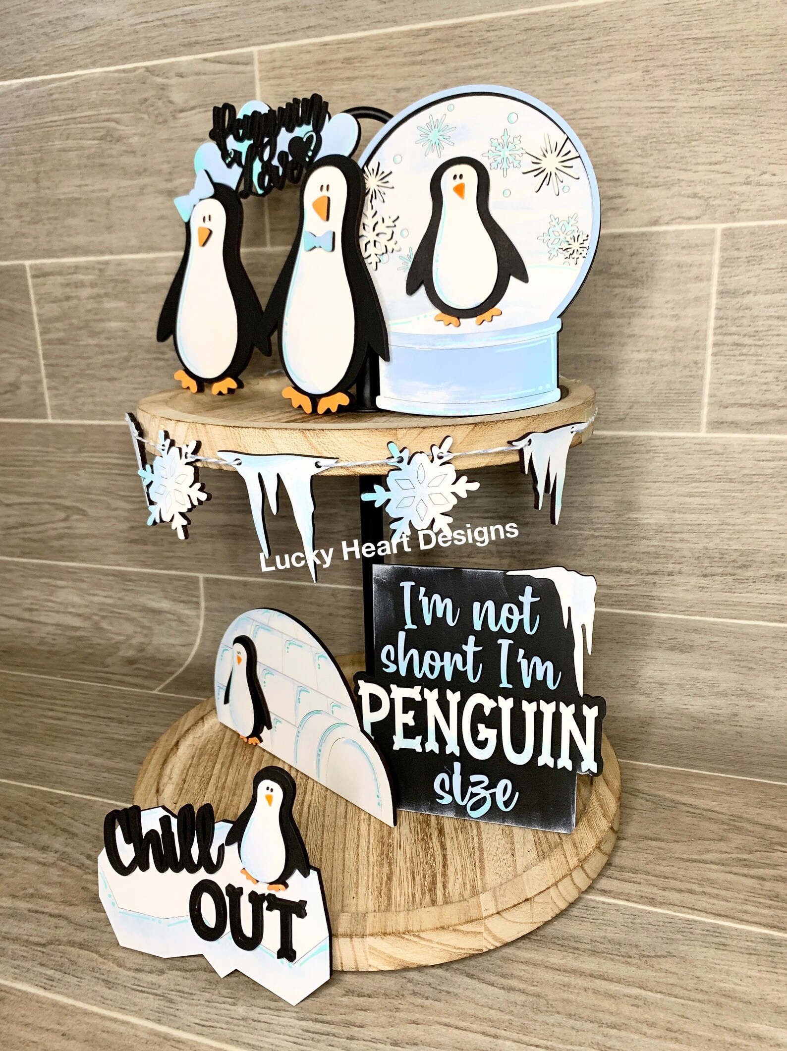 Penguin Tiered Tray File SVG, Winter Tier Tray, Glowforge ...