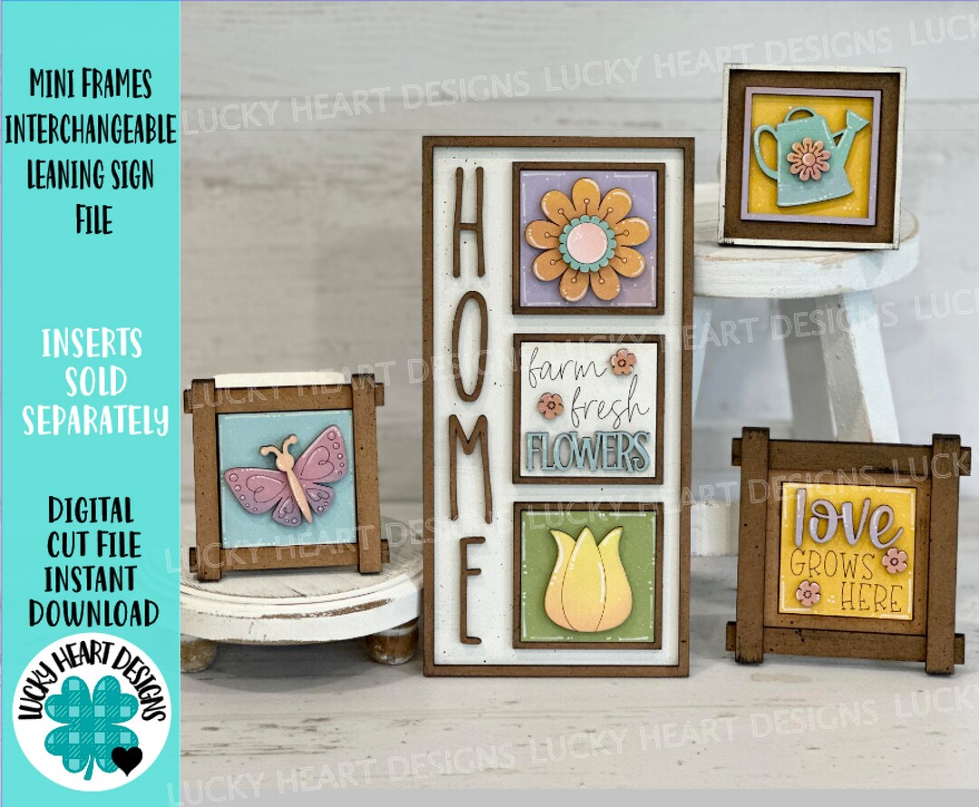 MINI Frames Backers Interchangeable Leaning Sign File SVG, Tiered Tray ...