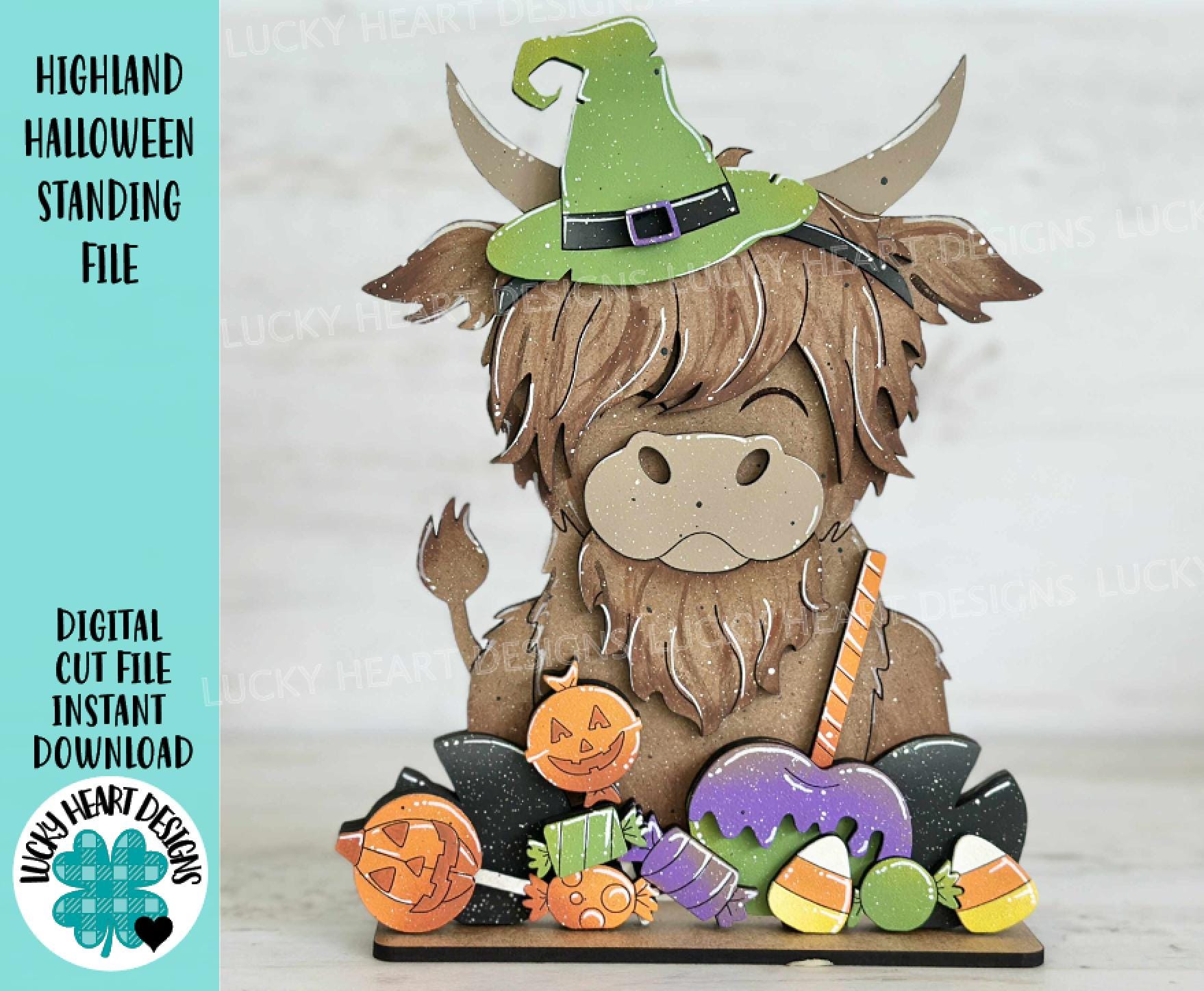 Halloween Highland Candy File SVG, Pumpkin, Witch, Jack-o-lantern, Farm ...