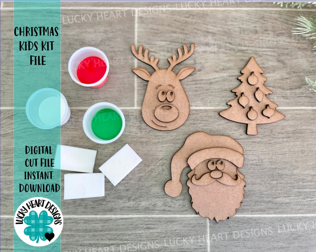 Christmas Kids Kit File SVG, Glowforge Santa, Rudolph, Tree ...