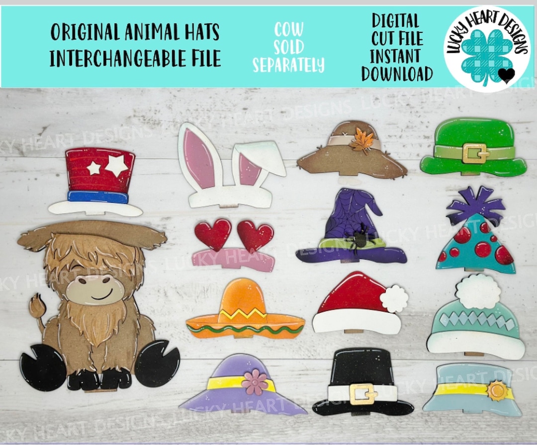 Original Animal Hats Interchangeable MINI File SVG, Add On, Seasonal ...