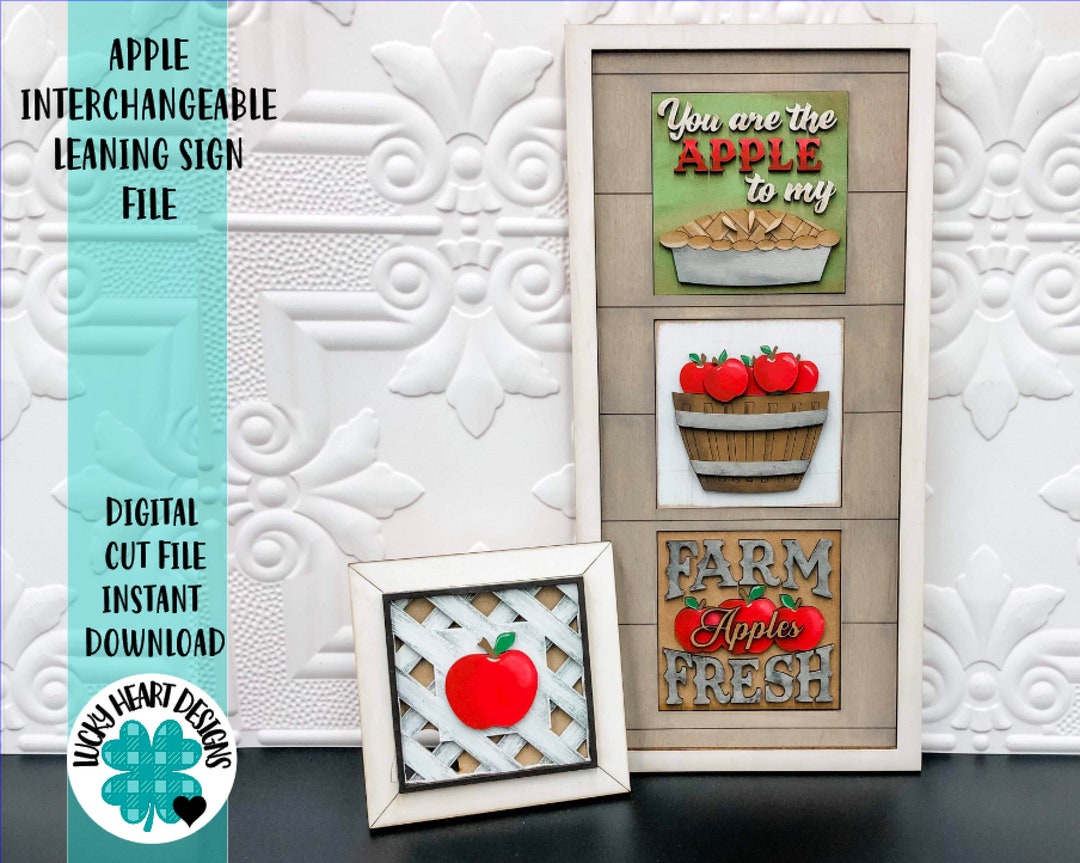 Apple Interchangeable Leaning Sign File SVG, Tiered Tray File ...