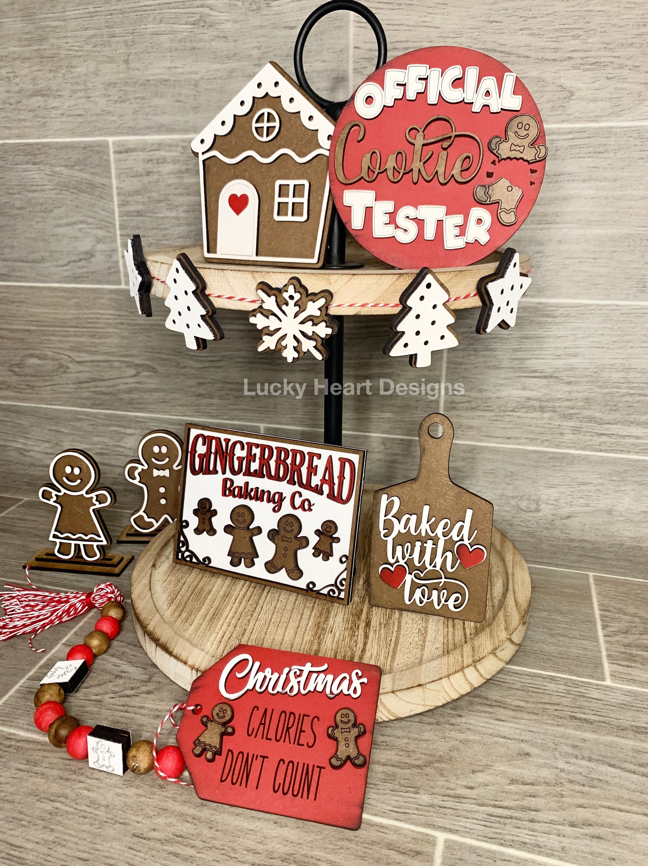 Gingerbread Tiered Tray File SVG, Glowforge Christmas Tier Tray ...