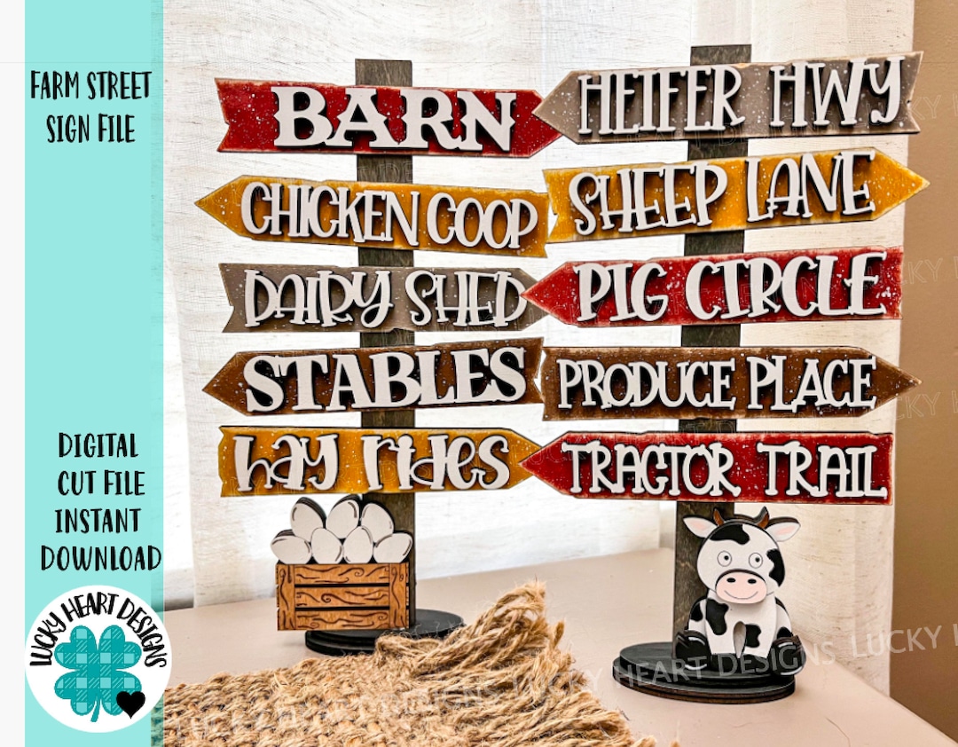 Farm Street Sign File SVG, Glowforge, Luckyheartdesignsco - Etsy
