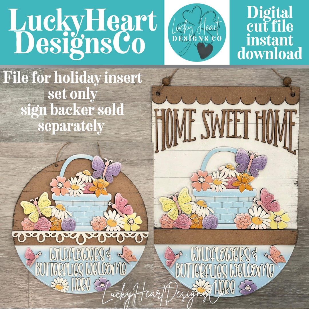 Flower Butterfly Holiday Door Sign Interchangeable File, SVG, Spring ...
