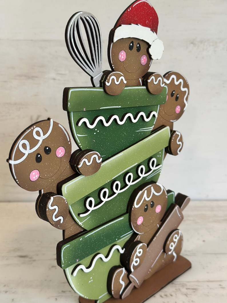 Gingerbread Men Stacking Bowls Standing Sign File SVG, Santa Christmas ...