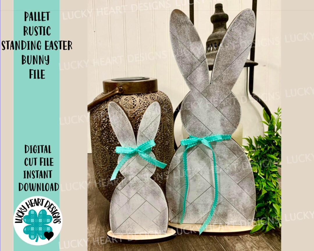 Pallet Rustic Standing Easter Bunny File SVG, Farmhouse Glowforge ...