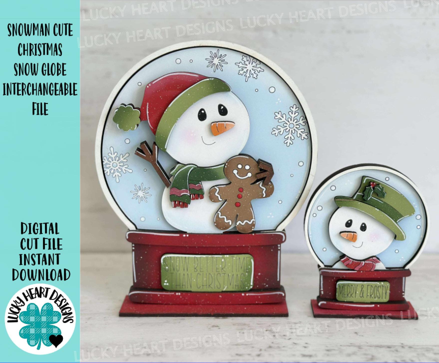 Snowman Cute Christmas Snow Globe Interchangeable File SVG, TINY ...