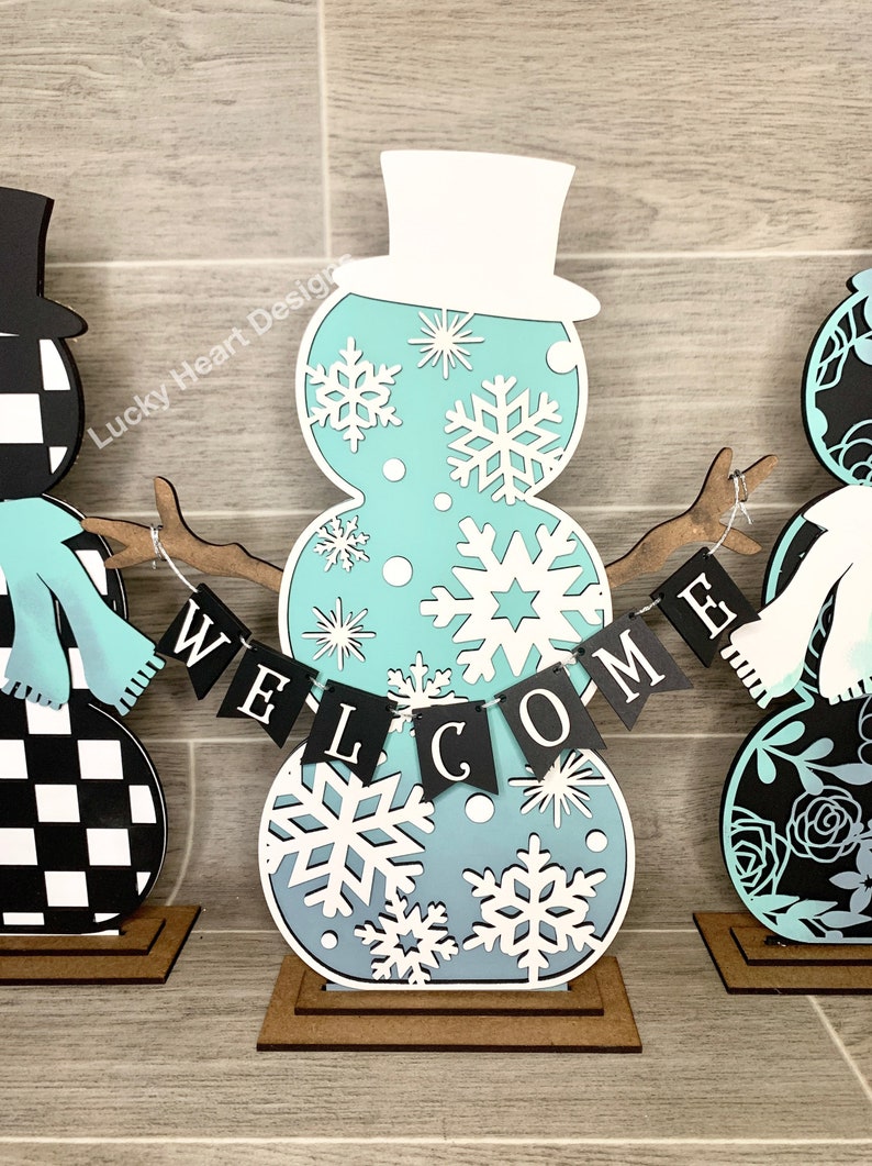 Patterned Standing Snowmen File SVG, Snowman Glowforge ...
