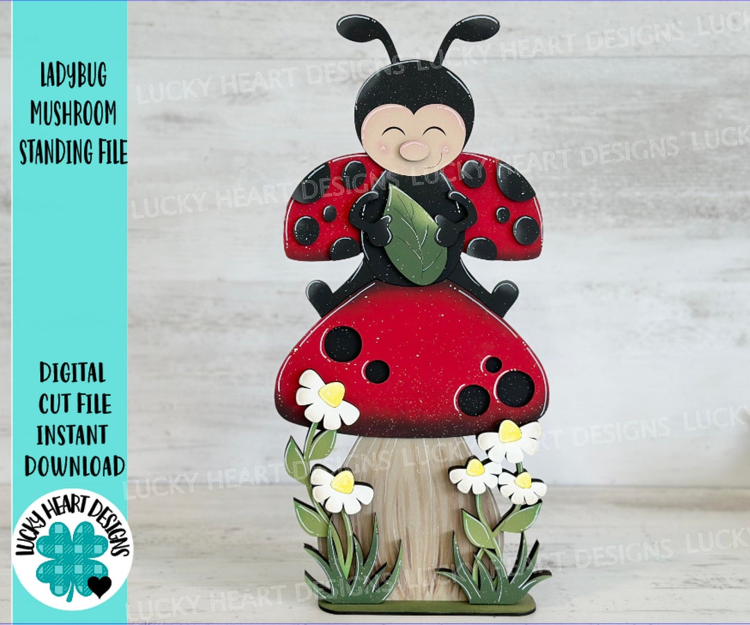 Ladybug Mushroom Standing File SVG, Glowforge, Daisy, Flower, Spring ...