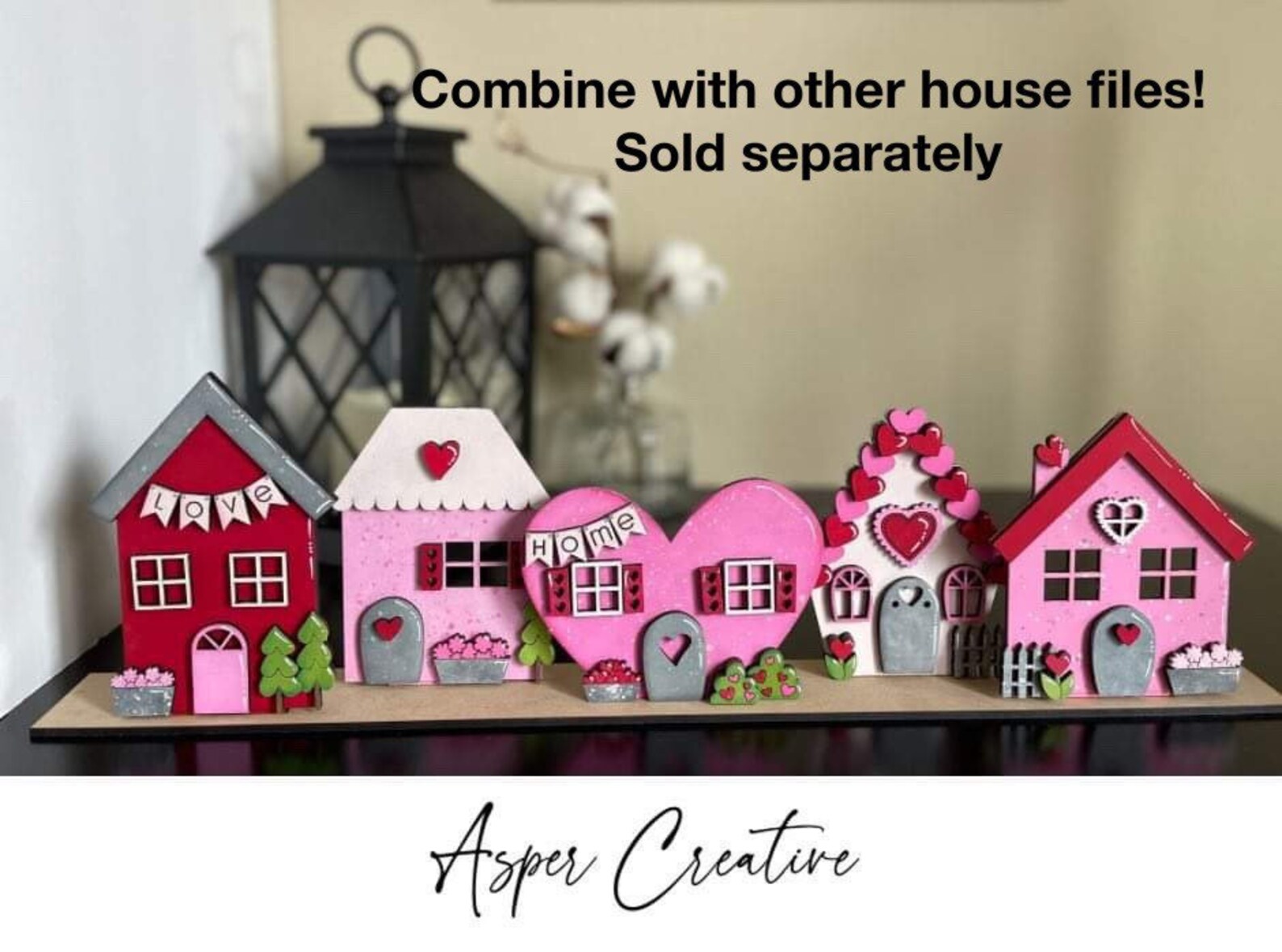 Love Valentine's Day Standing Houses File SVG, Tiered Tray Decor ...