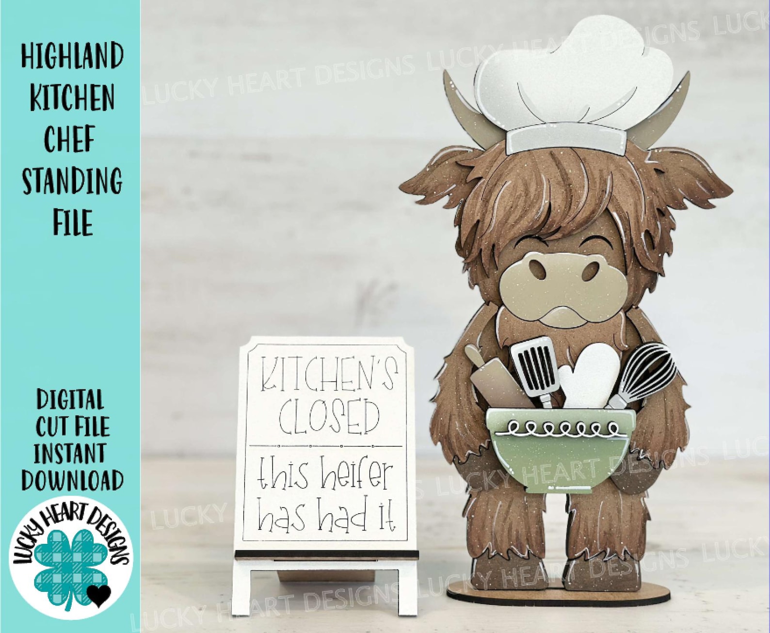 Highland Kitchen Chef Standing File SVG, Snowflake, Farm, Cow,baking ...