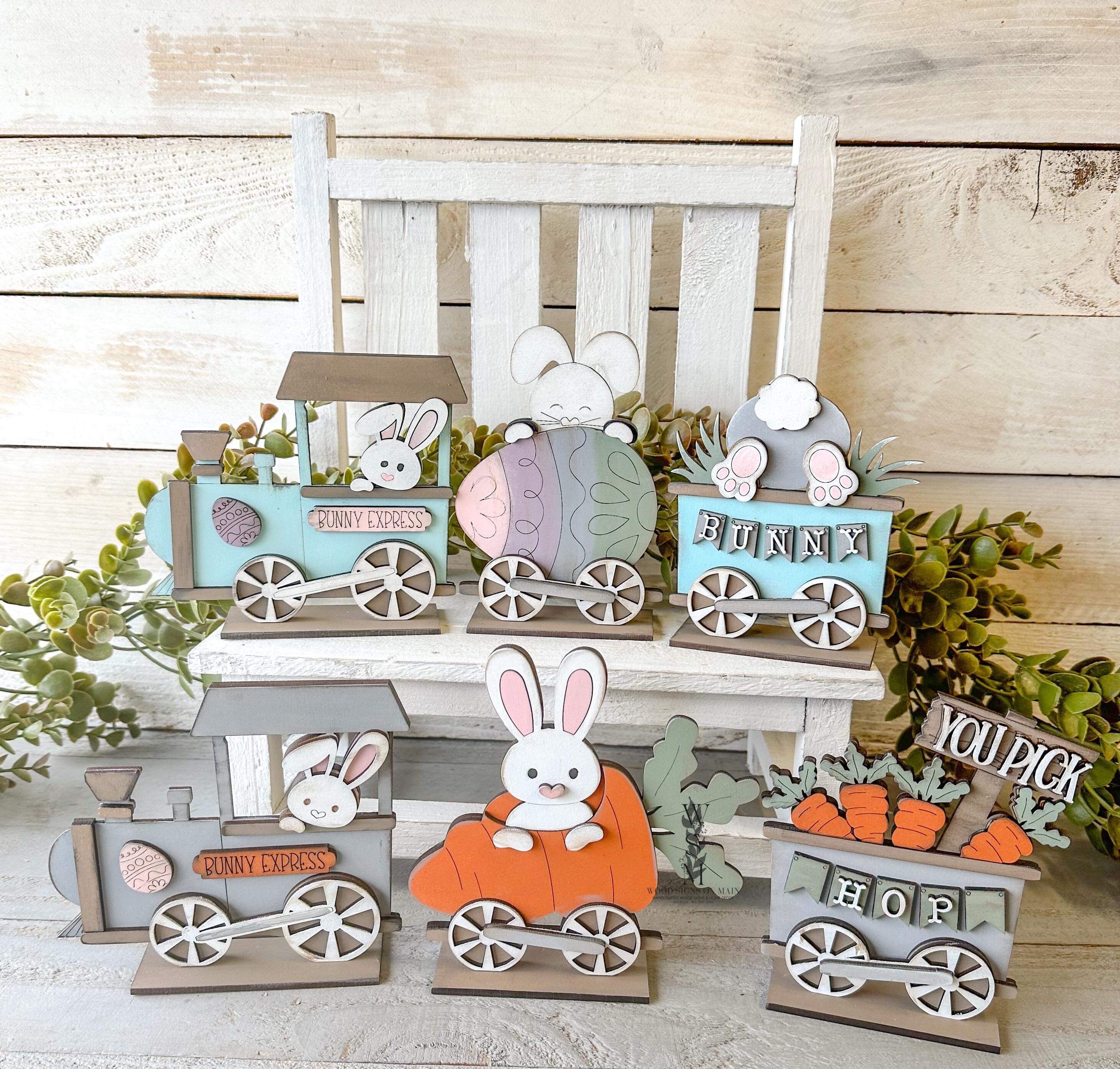 Easter Standing Train File SVG, Bunny, Carrots, Easter Egg, Tiered Tray ...