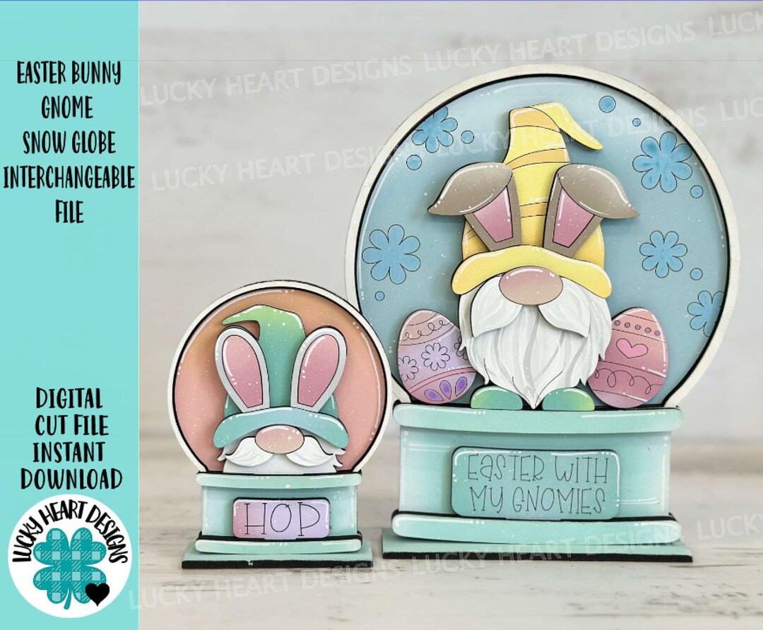 Easter Bunny Gnome Snow Globe Interchangeable File SVG, Glowforge ...