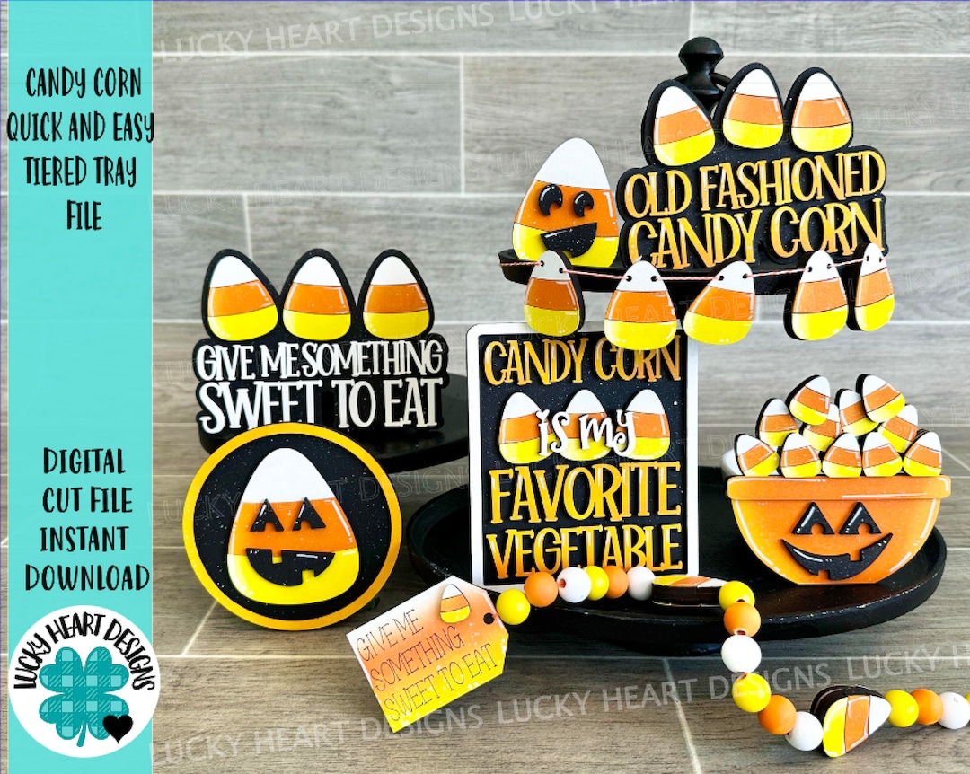 Candy Corn Quick and Easy Tiered Tray File SVG, Glowforge Tier Tray ...