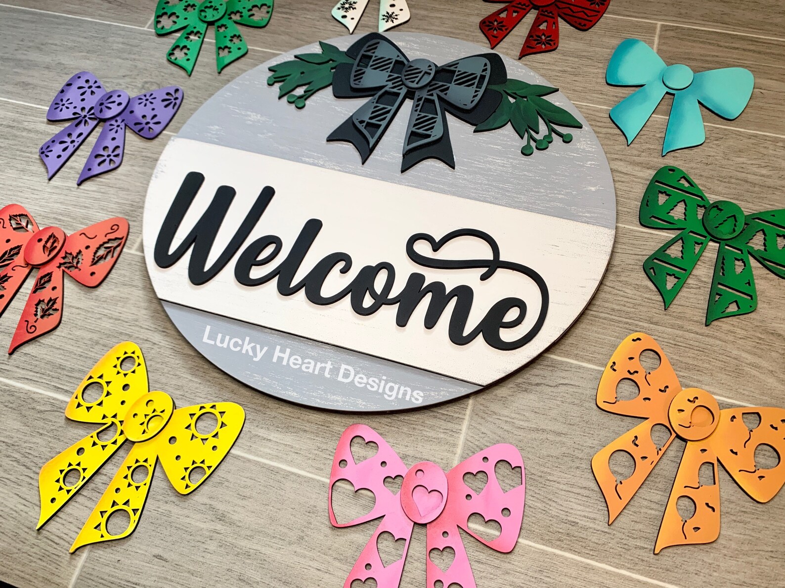 Interchangeable Bow Welcome Sign File SVG Glowforge Door - Etsy