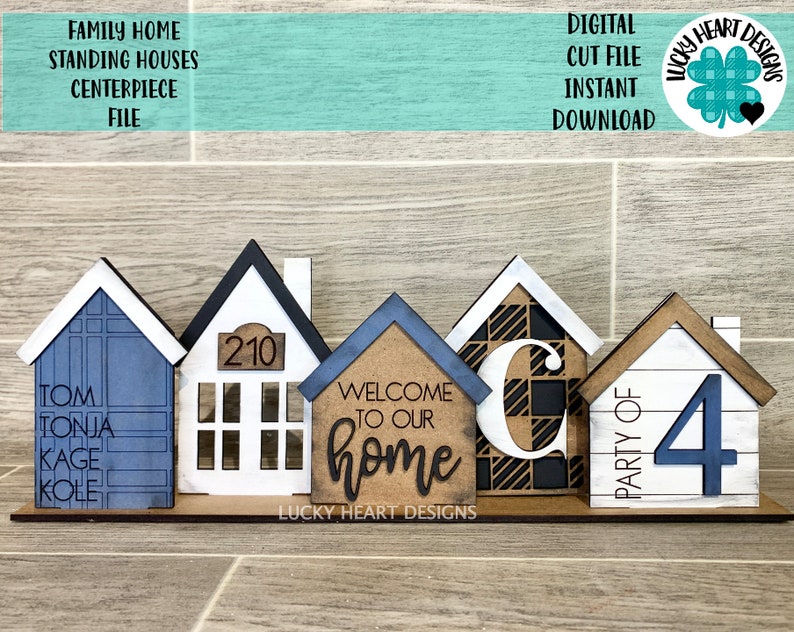 Family Home Standing Houses Centerpiece File SVG Mantle Decor - Etsy