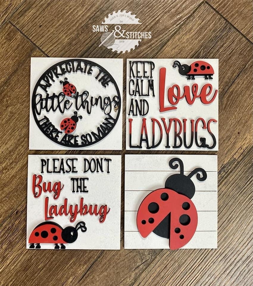 Ladybug Interchangeable Leaning Sign File SVG Glowforge - Etsy