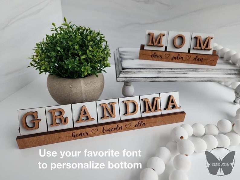 Mom Grandma Scrabble Sign File SVG, Glowforge, Tiered Tray, Mother's ...