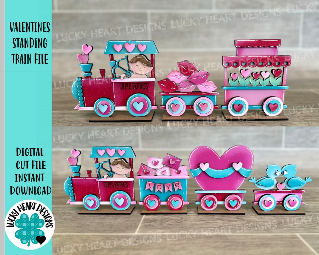 Valentines Standing Train File SVG, Cupid, Love, Hearts, Tiered Tray ...