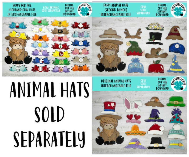 New Highland Cow Animal Hats Interchangeable MINI File SVG, Seasonal ...
