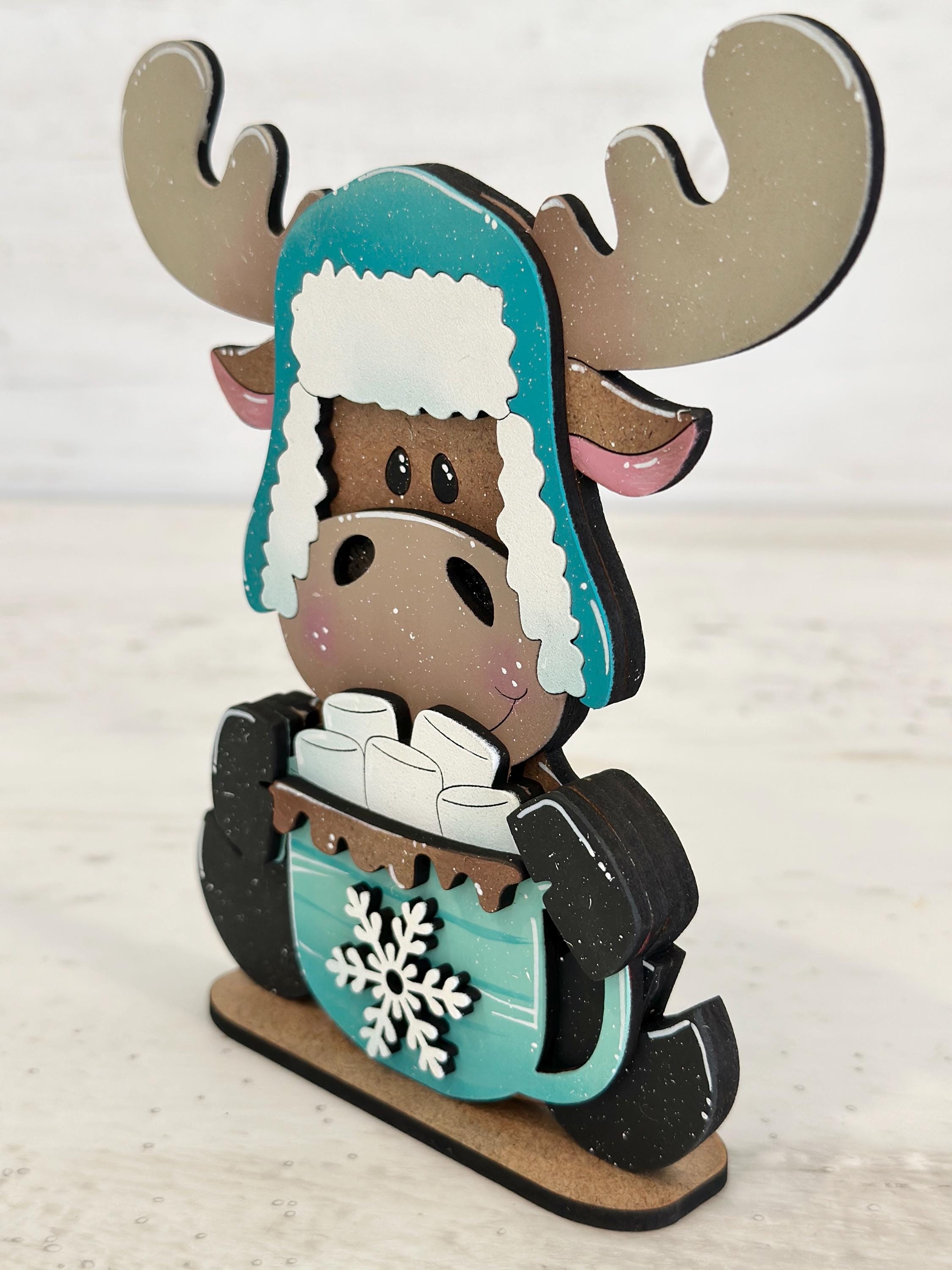 Moose Winter Hot Cocoa Standing File SVG, Snowflake, Frosty, Snowman ...